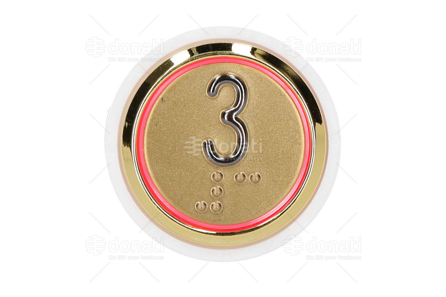 VEGA - Push-button Achille Plus gold red gold bezel screw-in - '3' | Donati