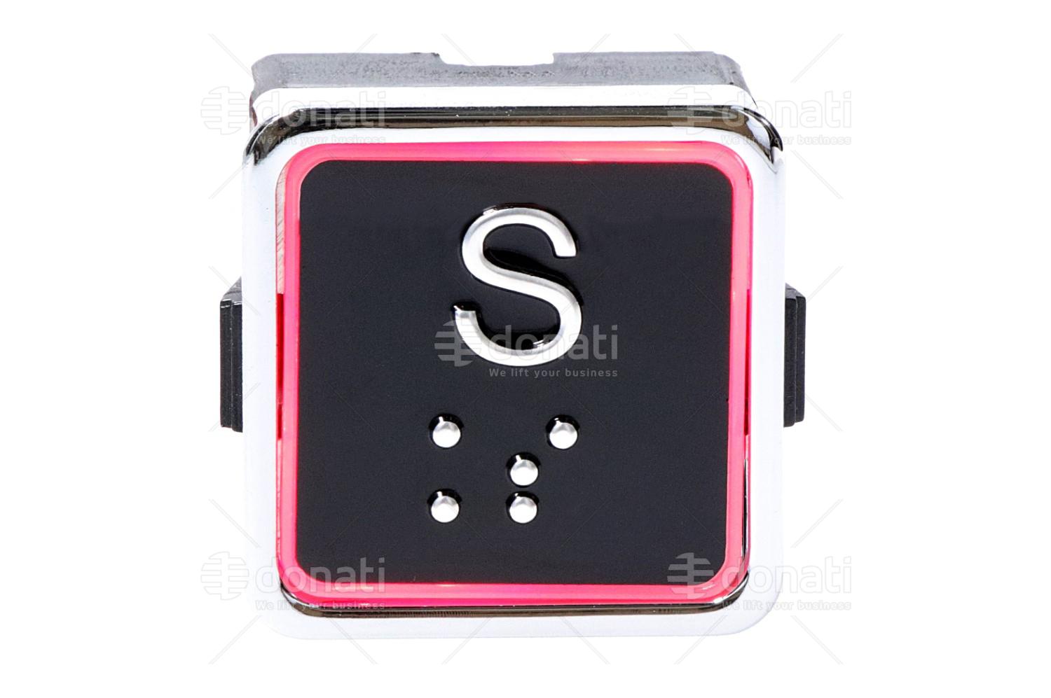 ELMI - Pulsante RP42 quadrato 1NA led rosso corona cromo, S | Donati