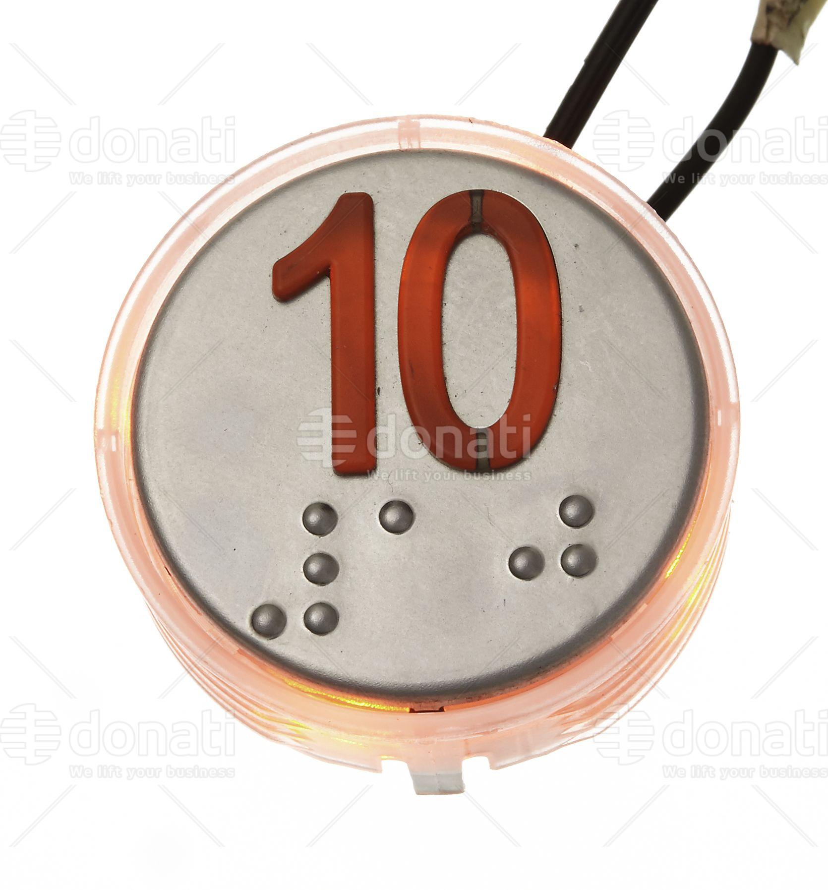 VEGA - Push-button Venus Light red symbol Braille red halo - '10' | Donati
