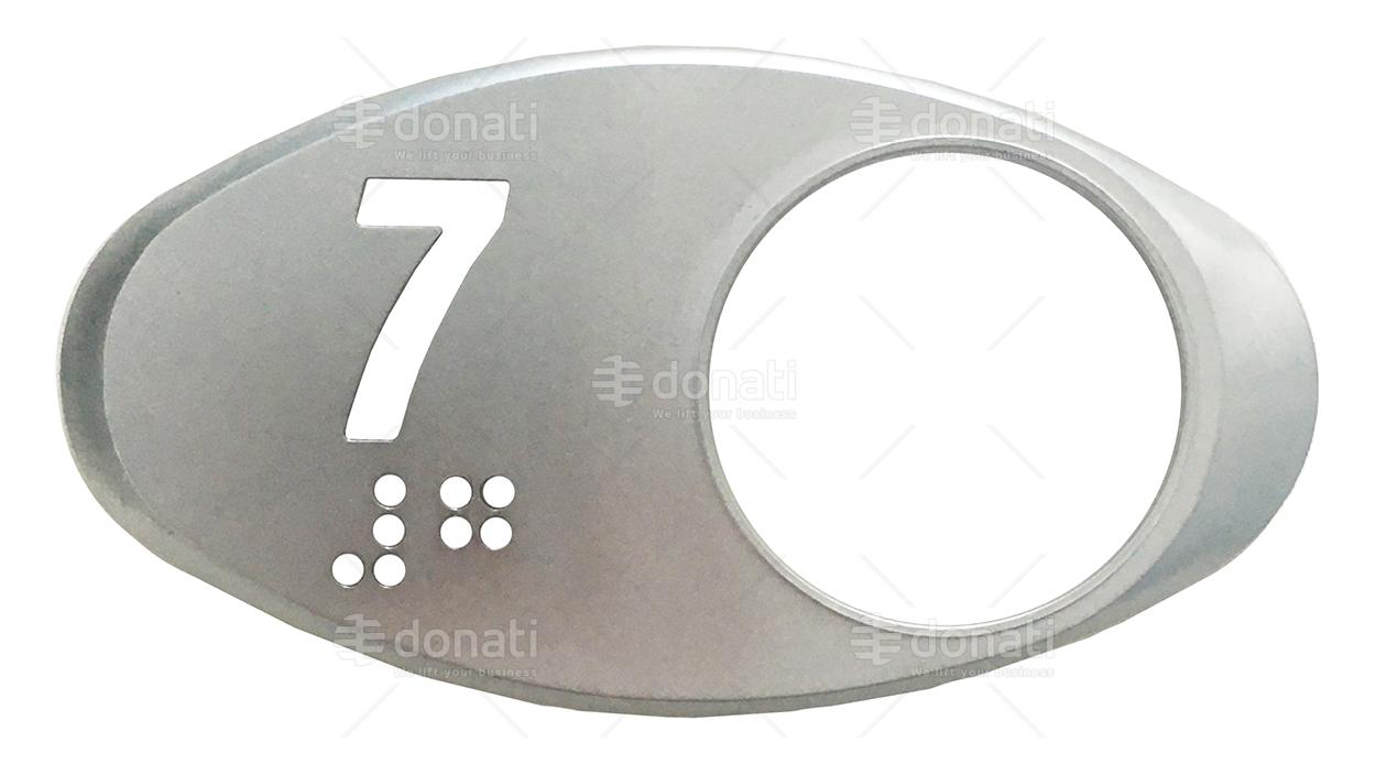 OTIS MAA250AY307 - Oval button decoration Gen2 satin braille '7' | Donati